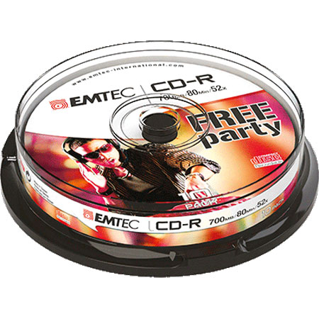 Pack de 10 CD-R 80mn 700Mo 52x EMTEC - Spindle - La Boutique Les Papillons